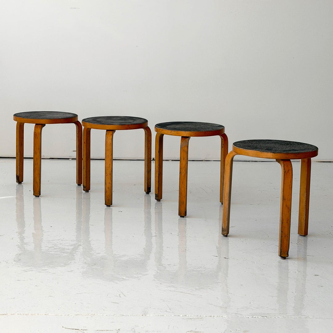 Patinated Tri Leg Stools by Alvar Aalto for Artek - Etsy