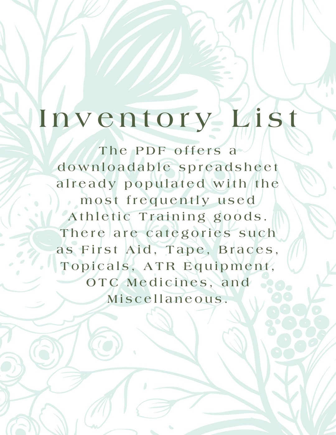 Athletic Trainer Inventory List - Etsy
