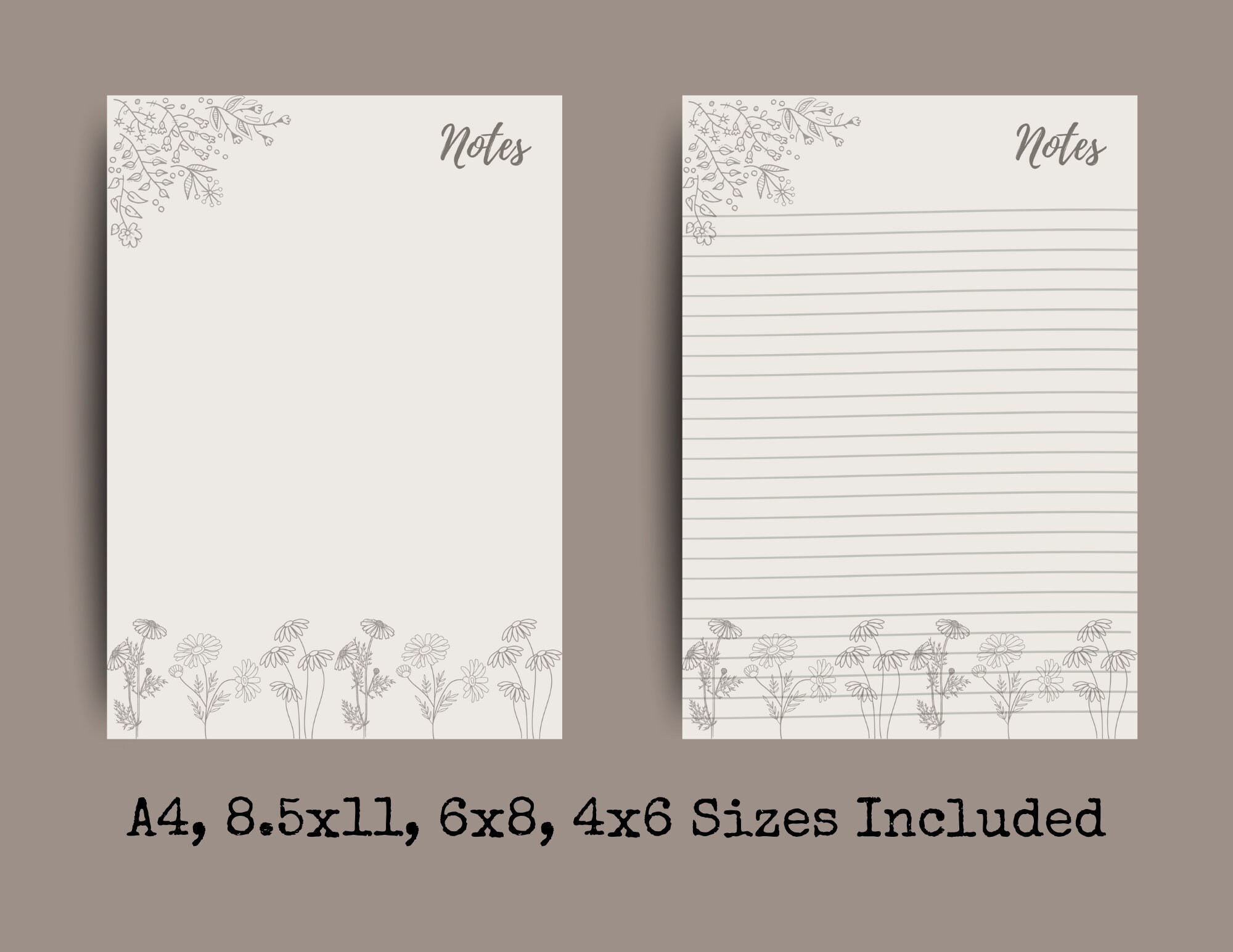 Printable Stationery and Notes Pages; Lined and Unlined; Vintage Floral ...