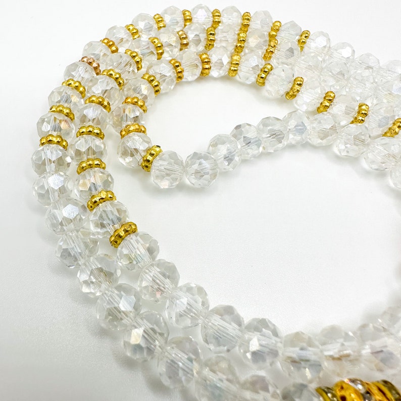 REAL White Crystal Bismillah Islamic Prayer Beads, Natural Stone 99 ...