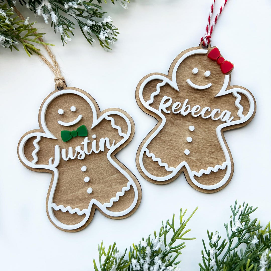 Personalized Gingerbread Name Tag Custom Wood Stocking Tag - Etsy