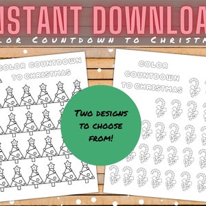 Christmas Advent Calendar Coloring Page: Candy Cane & Tree (digital ...