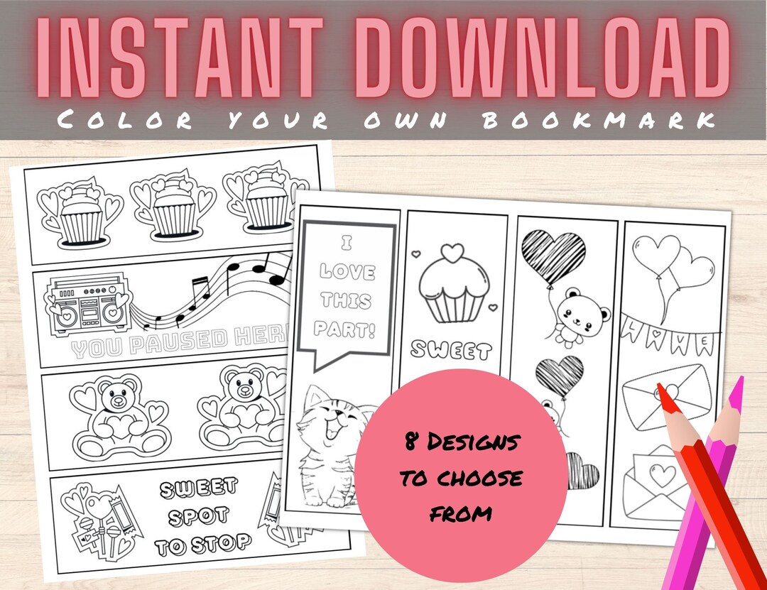 Valentine's Day Coloring Bookmarks - Love Notes (digital Download) - Etsy