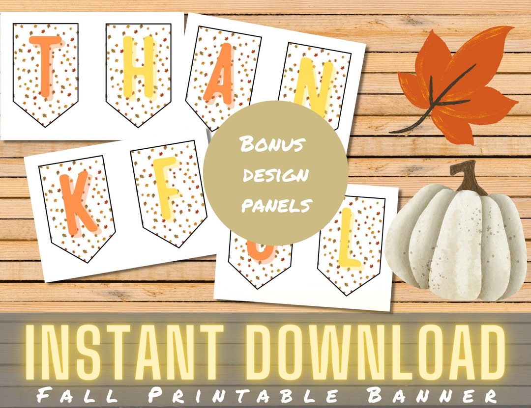 Printable Fall Banners, Thankful Banner, Gather Banner, Thanksgiving ...