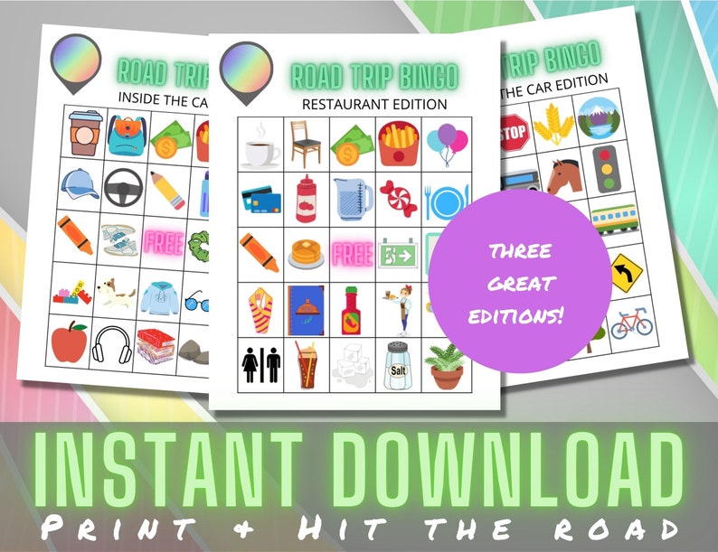 Road Trip Bingo Printables Restaurant Bingo Car Bingo - Etsy