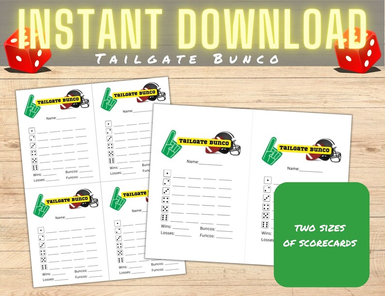 Tailgate Bunco Printable Bundle, Bunco Game Night, Super Bowl Bunco ...