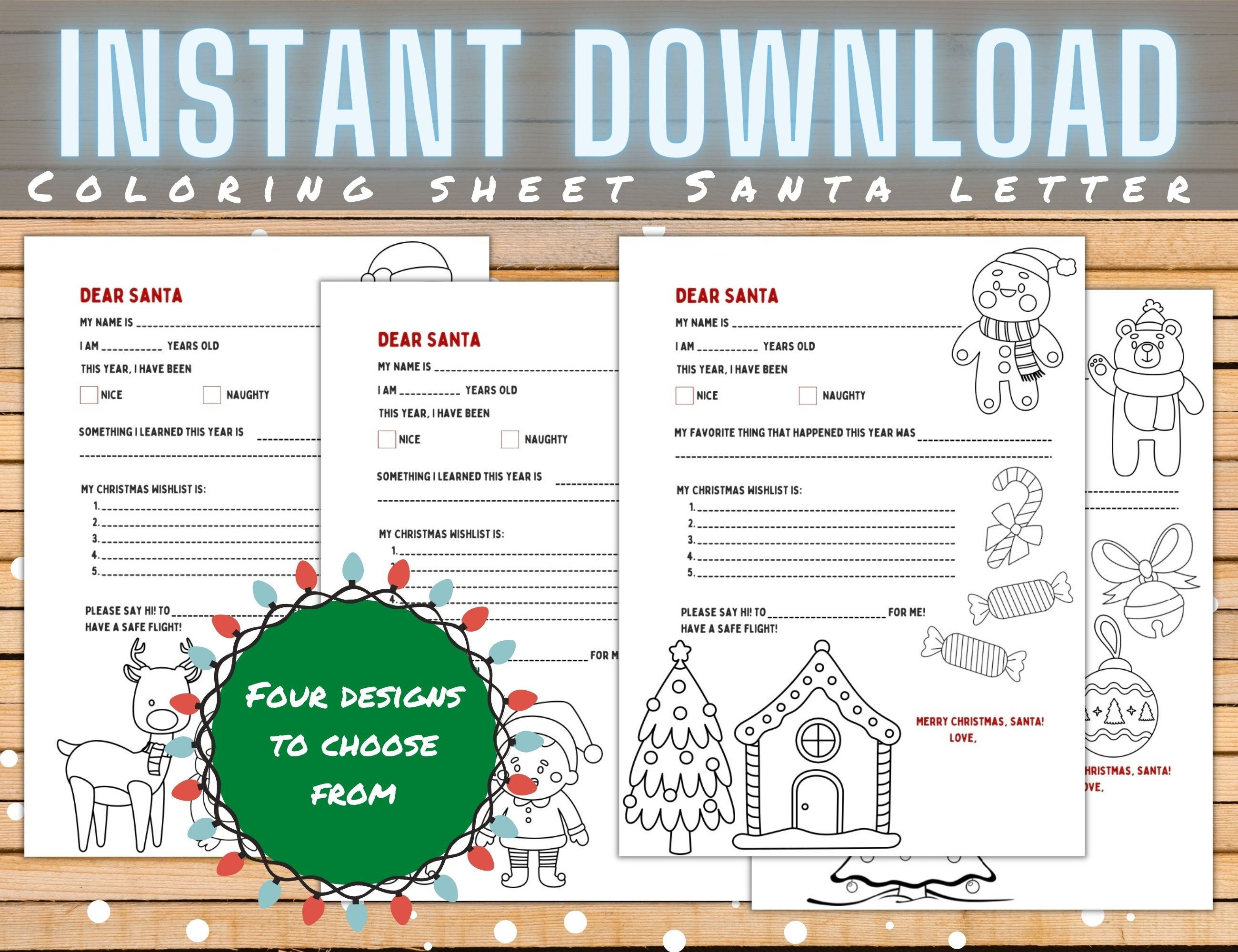 Santa Letter Coloring Sheet Fill-in, Color Your Own Santa Letter - Etsy