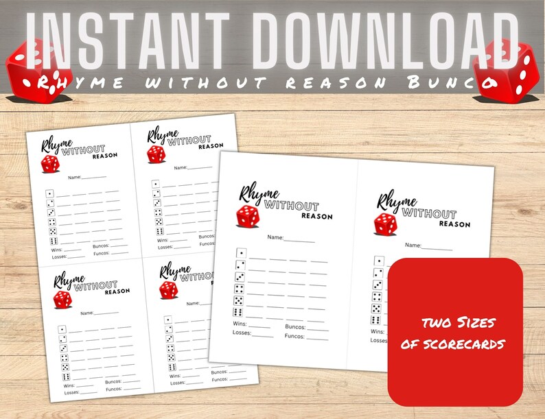 Rhyme Without Reason Bunco Printable Bundle, Bunco Game Night - Etsy