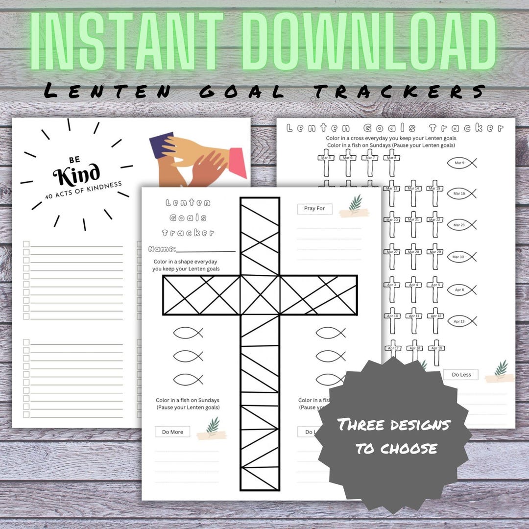 Lent Goal Trackers, 40 Acts of Kindness Printable Chart, Lent March 5th ...