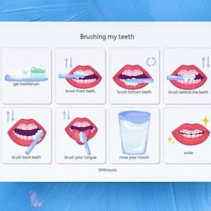 Brushing Teeth Sequence Card, Visual Cues for Brushing Teeth Routine ...