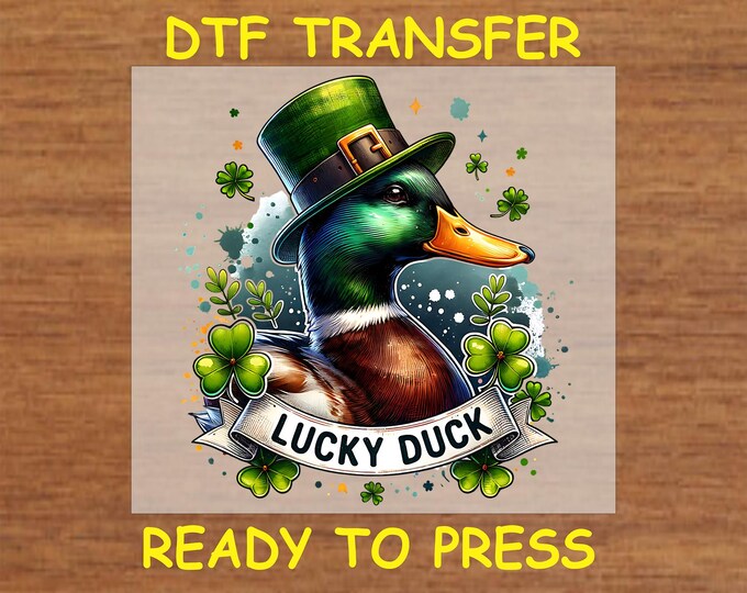 Wood Duck DTF Transfer, Quirky Duck St. Patrick's Theme, Easy ...