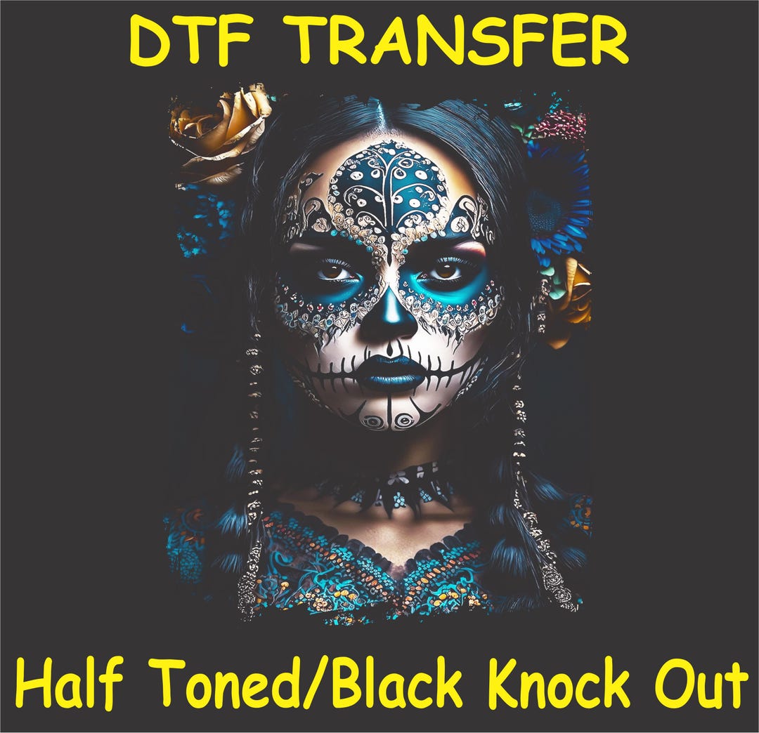 Día De Los Muertos DTF Transfer Iron on Heat Transfer Ready to Press Hot Peel, Gothic Calavera ...