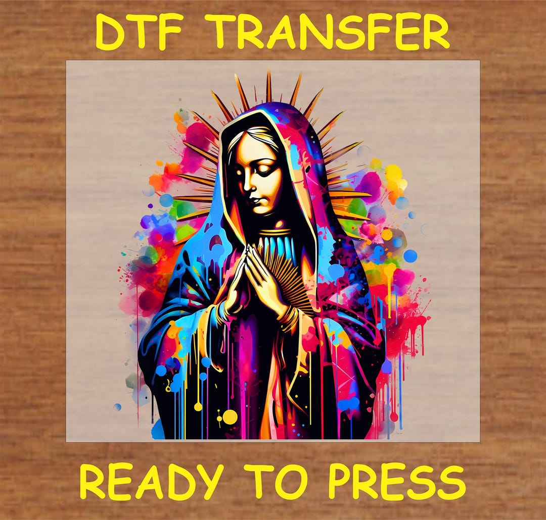 Virgin Mary DTF Transfer Iron on Heat Transfer - Ready to Press Hot ...