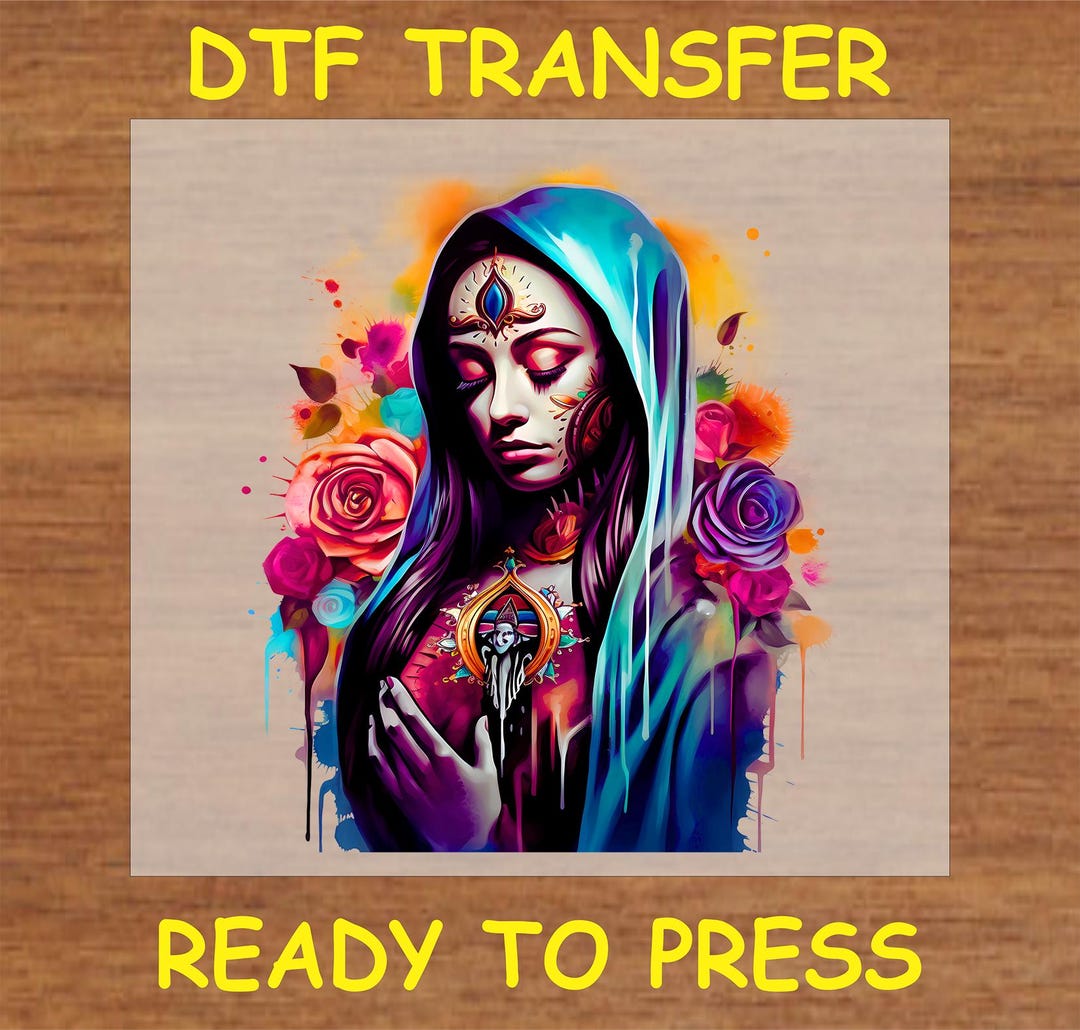 Virgin Mary DTF Transfer Iron on Heat Transfer - Ready to Press Hot ...