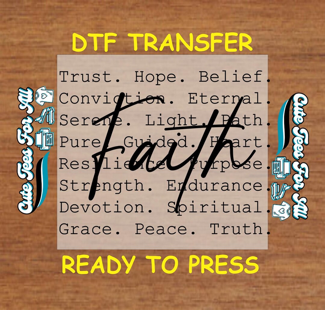 Religious DTF Transfer Iron on Heat Transfer - Faith Word Overlay DTF ...