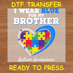 Autism DTF Transfer Iron on Heat Transfer - Ready to Press Hot Peel ...