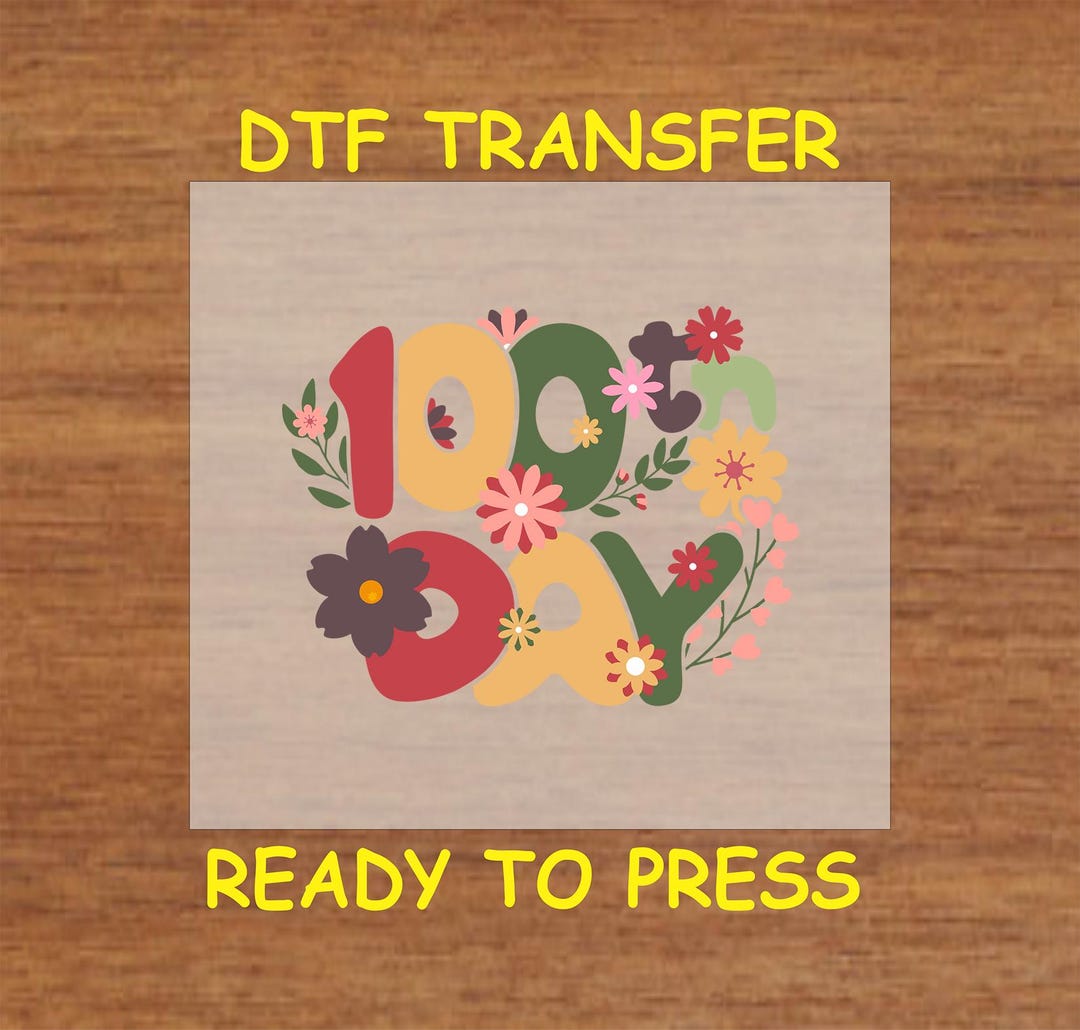 100 Days of School DTF Transfer Iron on Heat Transfer Ready to Press ...