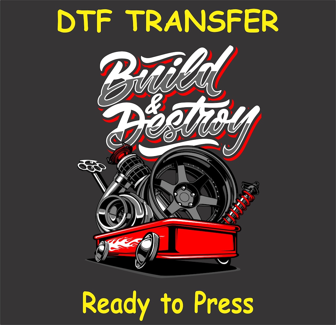 Car DTF Transfer Iron on Heat Transfer - Ready to Press Hot Peel, Build ...
