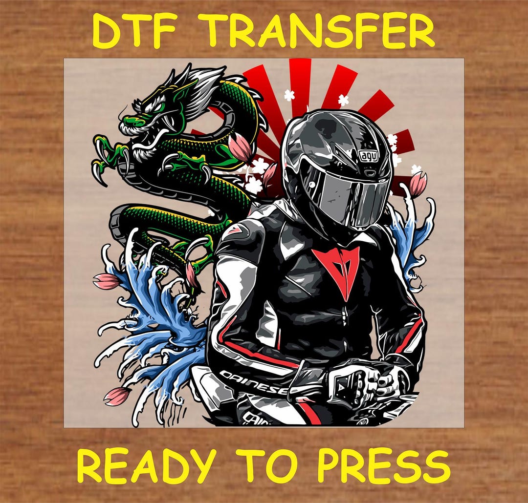 Motorcycle DTF Transfer Iron on Heat Transfer - Ready to Press Hot Peel ...