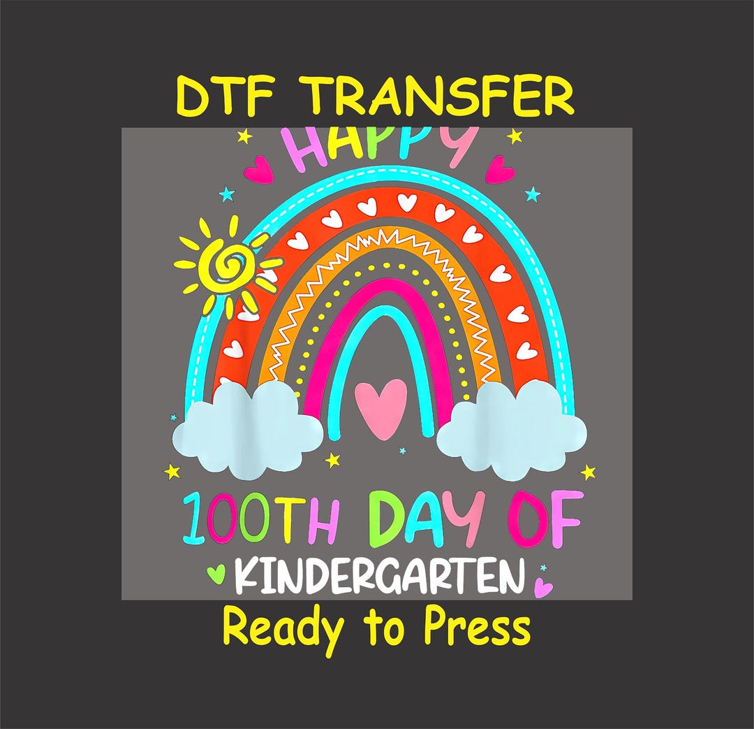 100 Days of School DTF Transfer Iron on Heat Transfer - Ready to Press ...