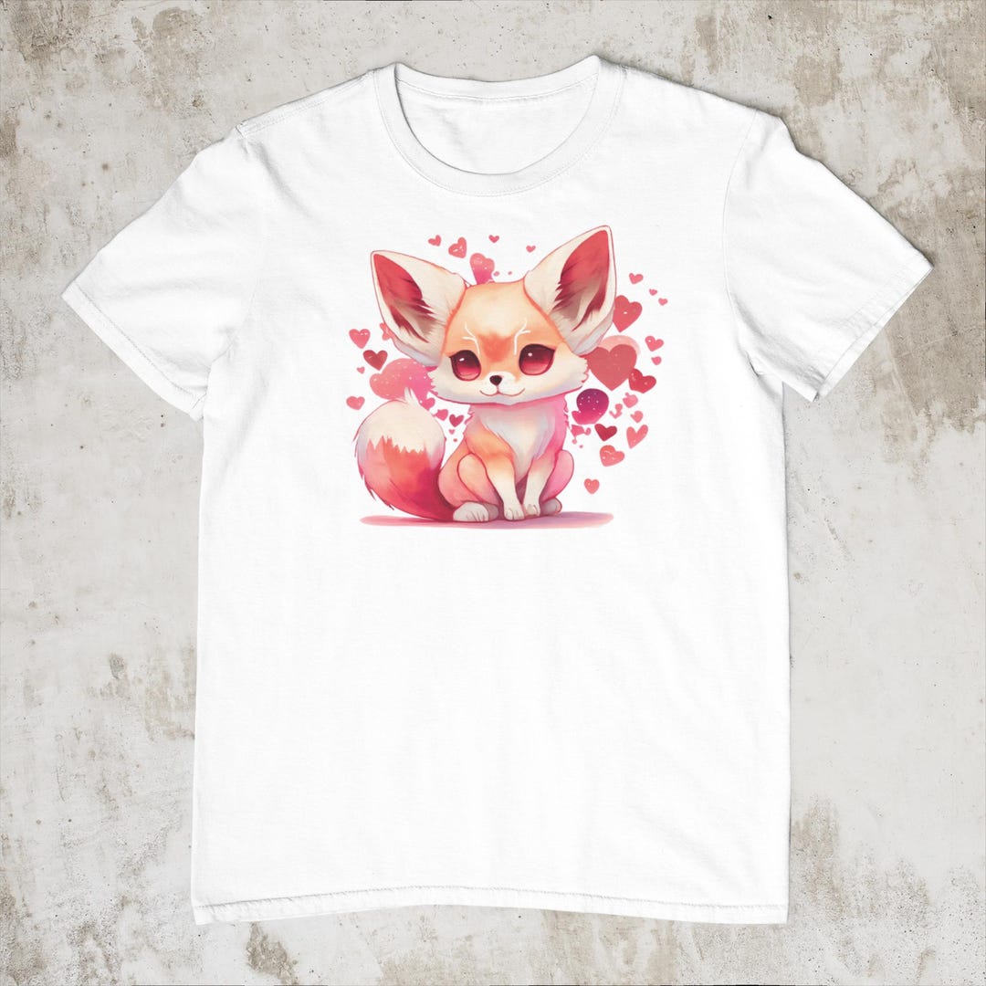 Fennec Fox Graphic Tee, Handmade Cute Fennec Fox Shirt, Soft Pastel ...