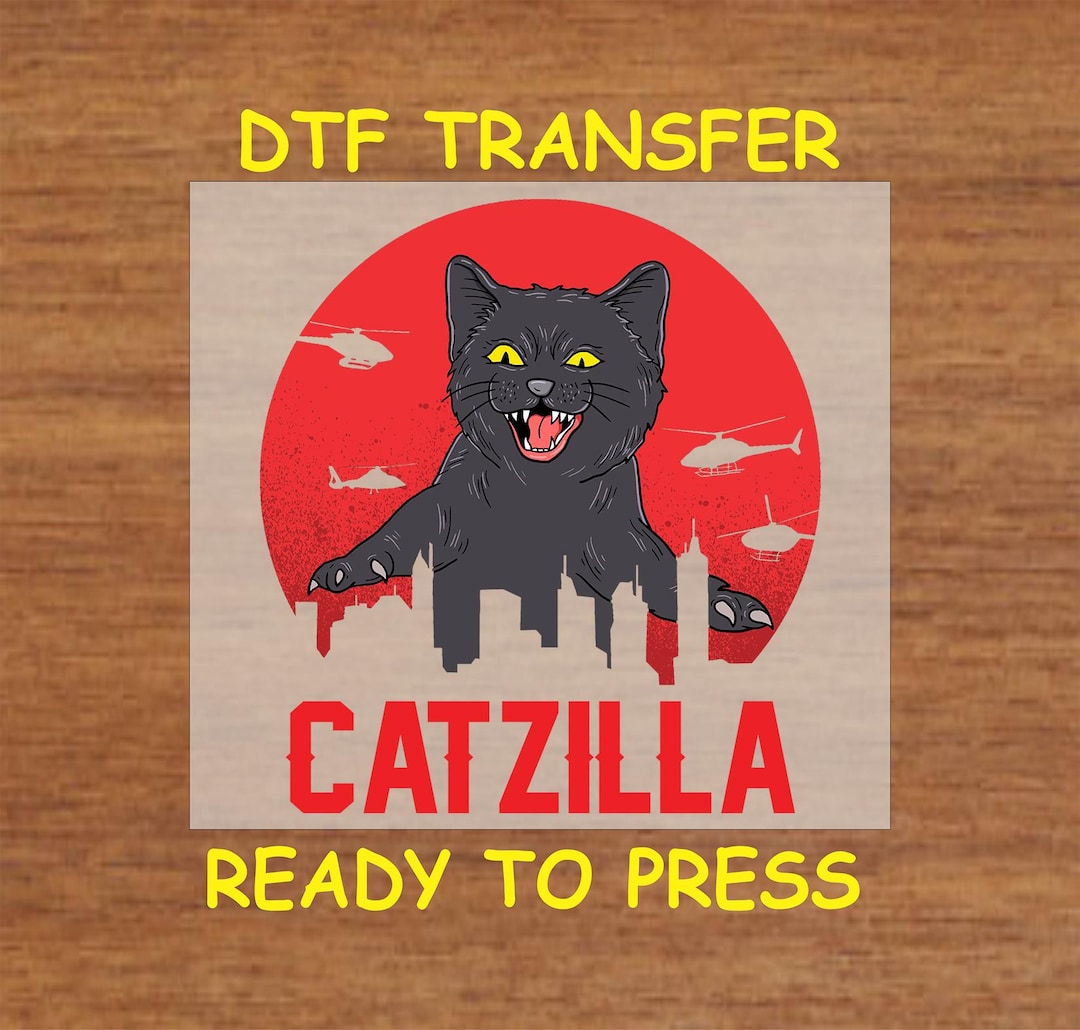 Cat DTF Transfer Iron on Heat Transfer - Ready to Press, Catzilla DTF ...