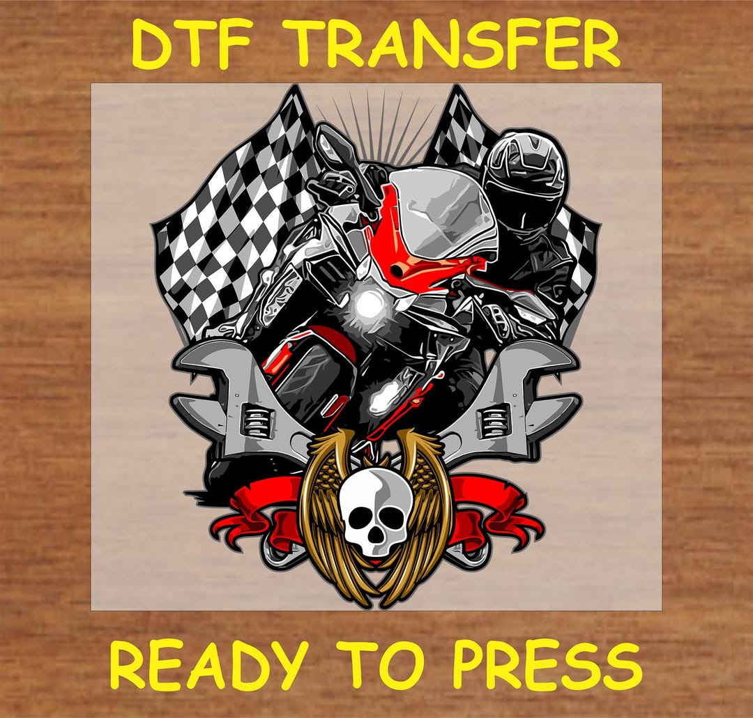 Motorcycle DTF Transfer Iron on Heat Transfer - Ready to Press Hot Peel ...