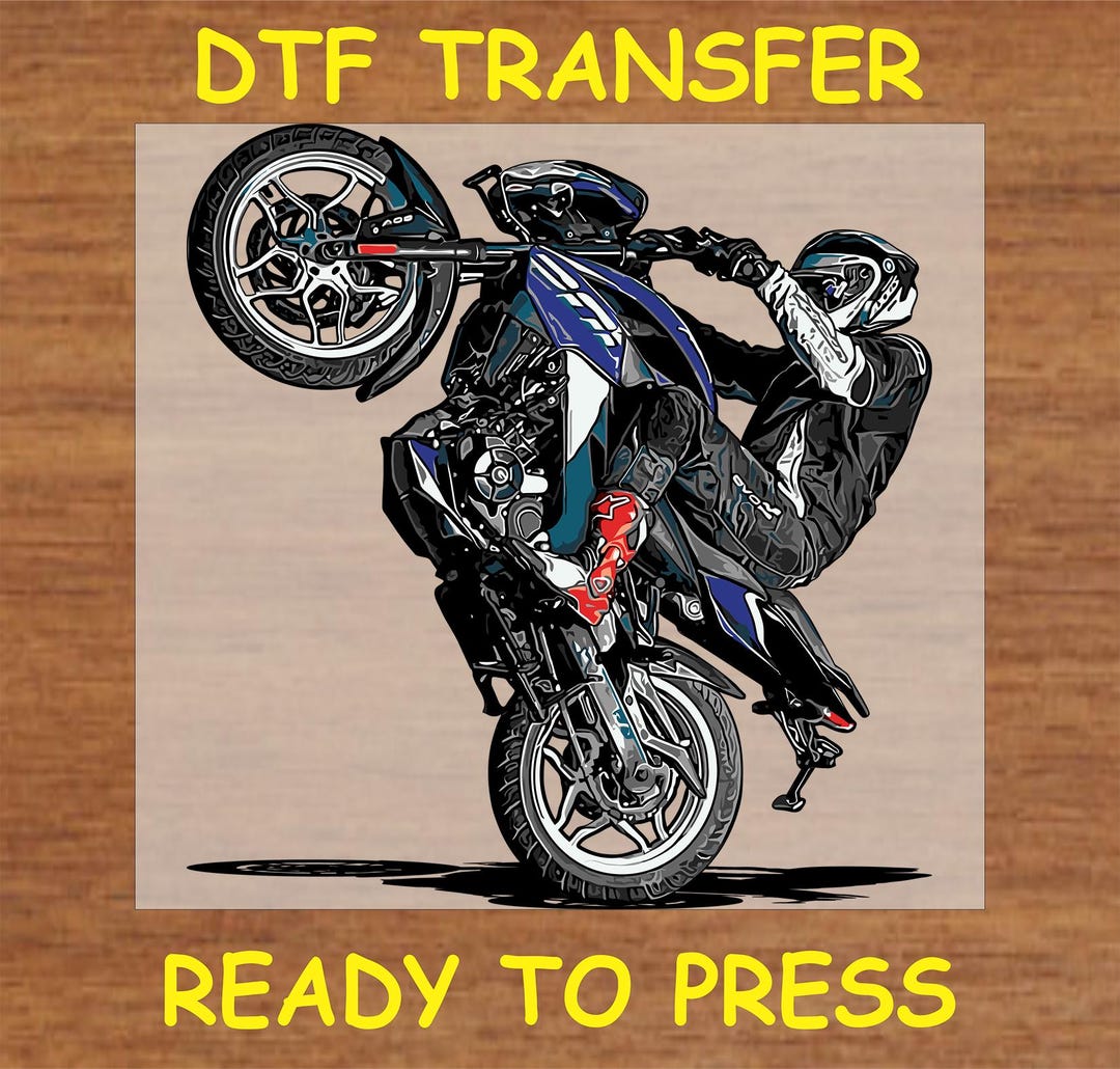 Motorcycle DTF Transfer Iron on Heat Transfer - Ready to Press Hot Peel ...