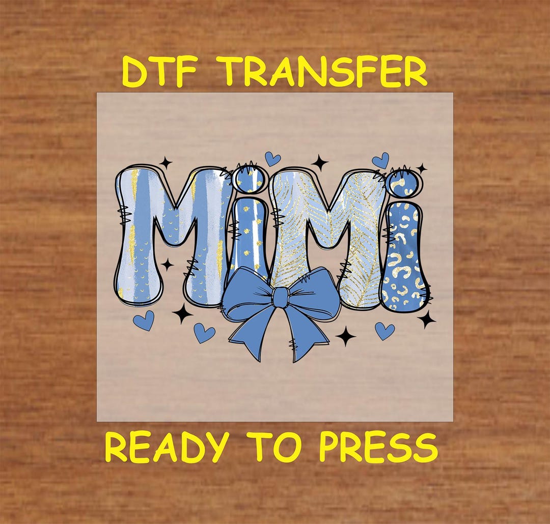 Mom DTF Transfer Iron on Heat Transfer - Ready to Press, Blue Mimi Bow ...