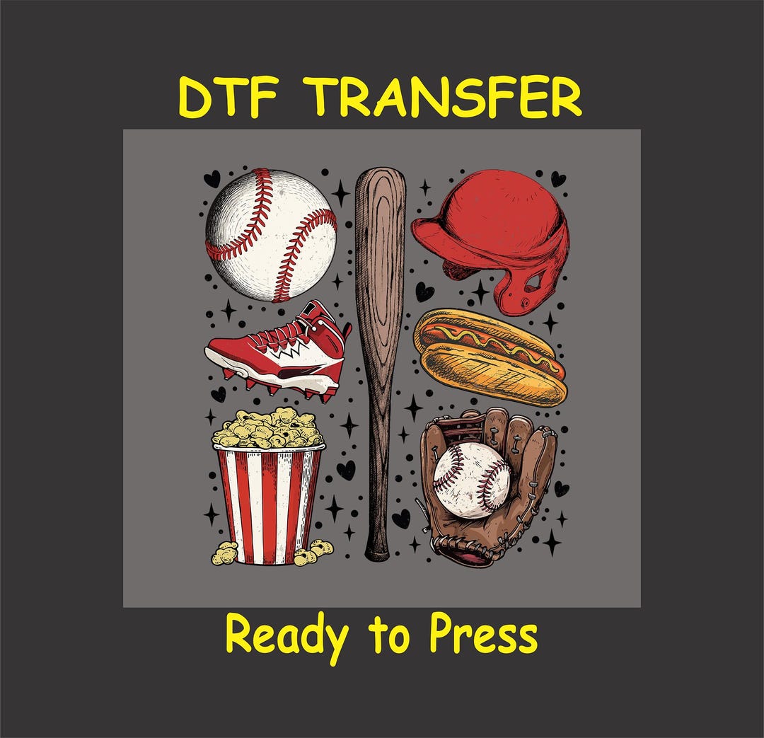 Baseball DTF Transfer Iron on Heat Transfer - Ready to Press, Game Day ...