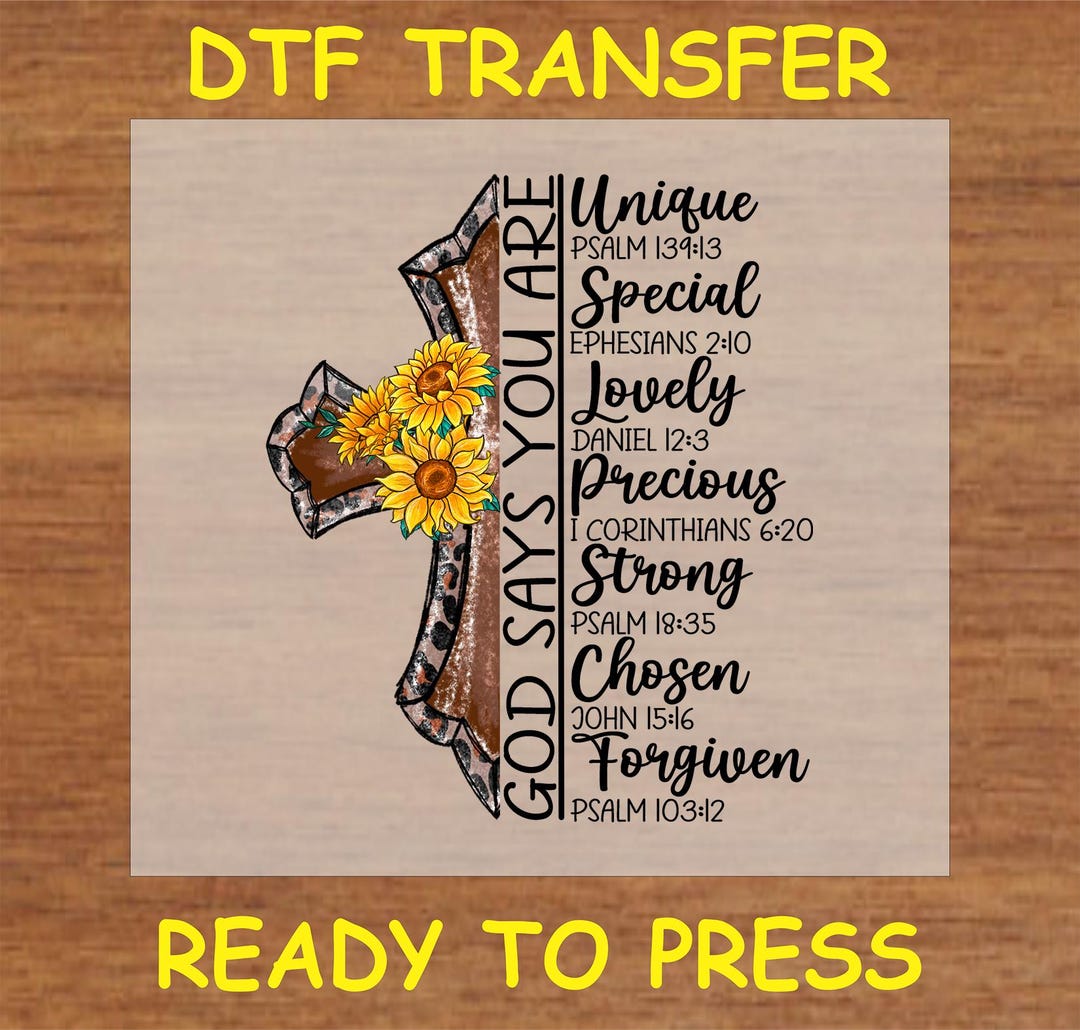 Religious DTF Transfer Iron on Heat Transfer - Ready to Press Hot Peel ...