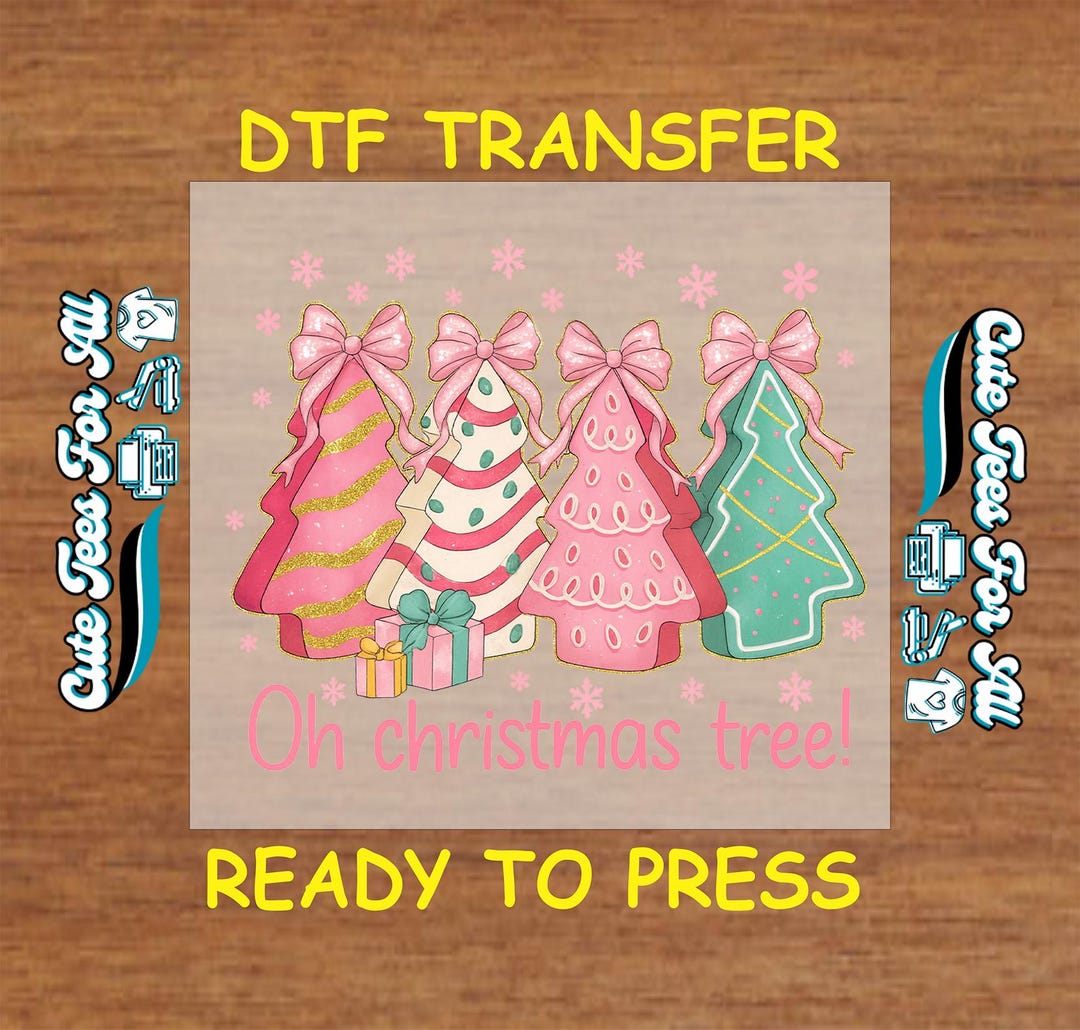 Pastel Christmas Tree DTF Transfer – Pink Glitter Ready to Press ...