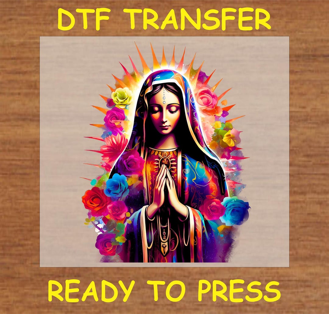 Virgin Mary DTF Transfer Iron on Heat Transfer - Ready to Press Hot ...
