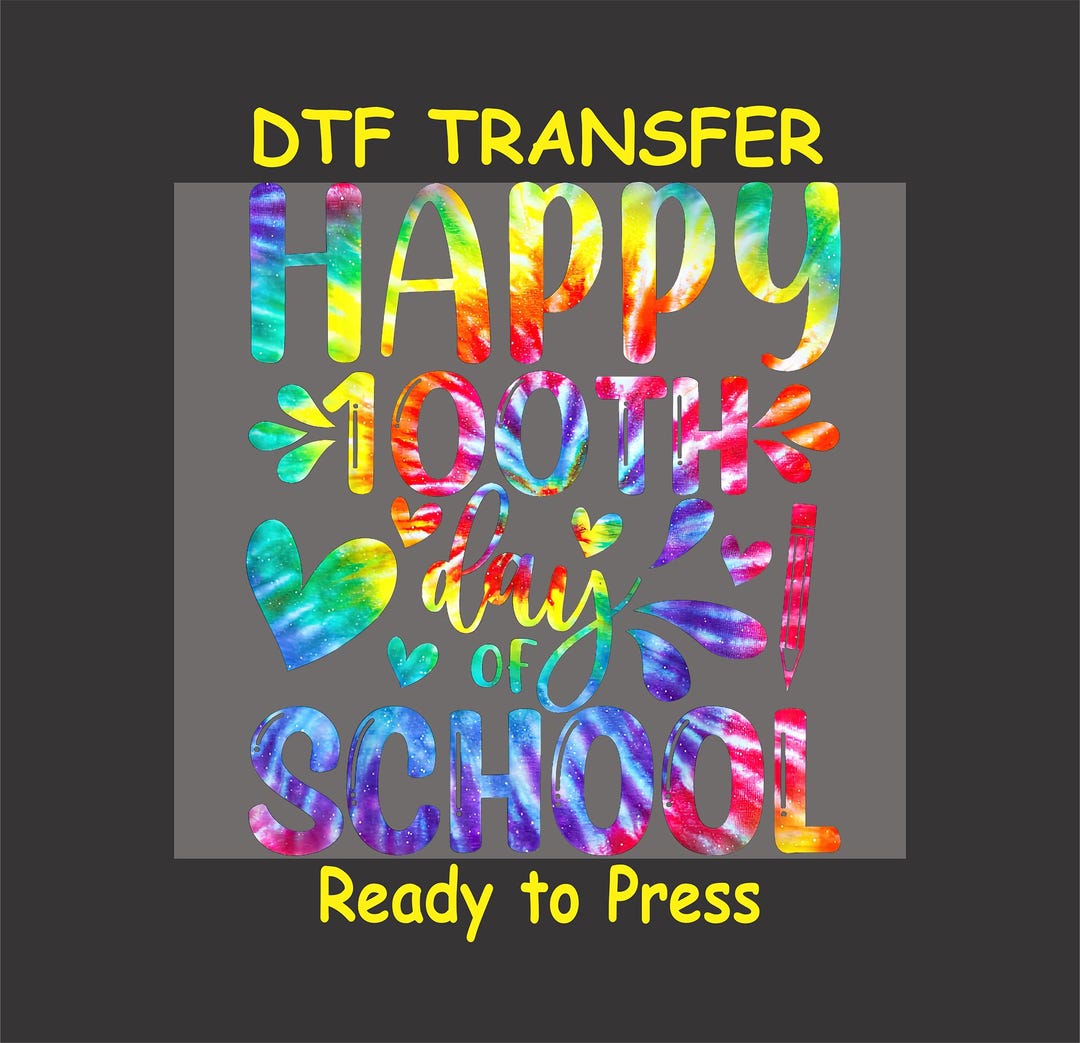 100 Days of School DTF Transfer Iron on Heat Transfer - Ready to Press ...