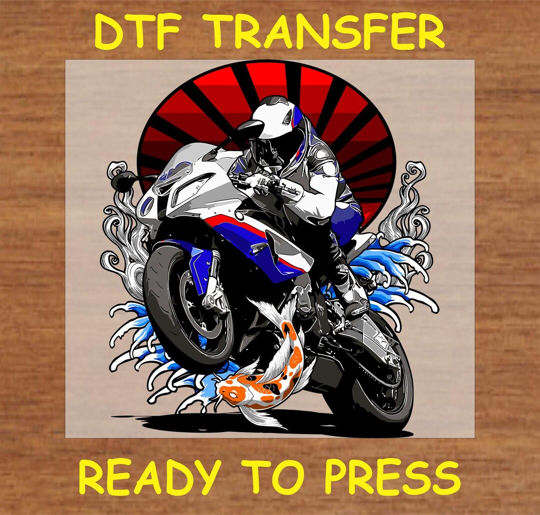 Motorcycle DTF Transfer Iron on Heat Transfer - Ready to Press Hot Peel ...
