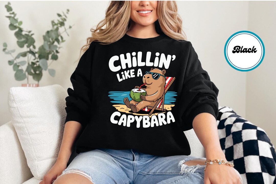 Chillin Like a Capybara Sweater Tropical Island Sweater Trendy Summer ...