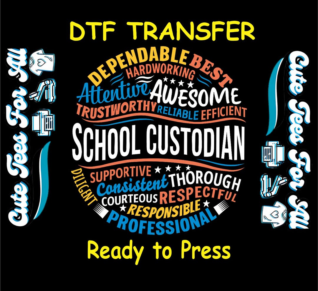 Custodian Staff DTF Transfer Iron on Heat Transfer- Ready to Press ...