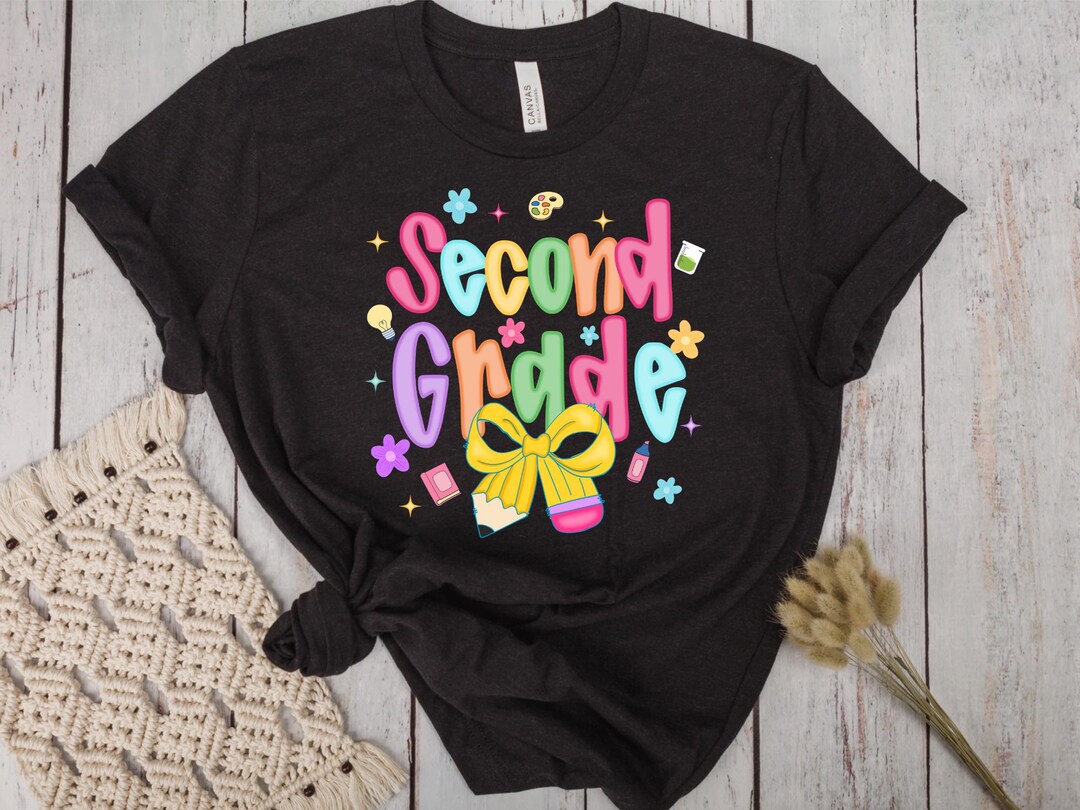 Second Grade Girls Back to School Shirt With Yellow Pencil Bow and Cute ...