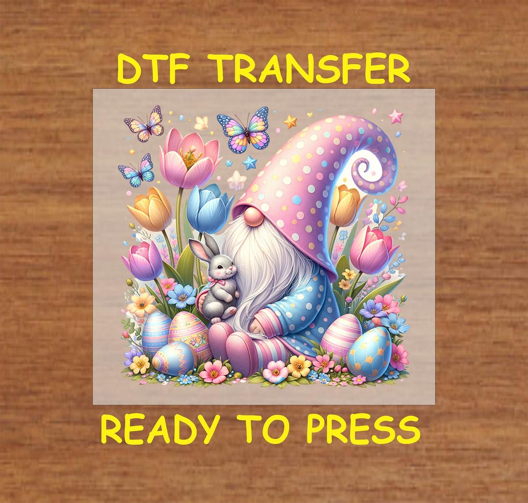 Easter DTF Transfer Iron on Heat Transfer - Ready to Press, Gnome With ...