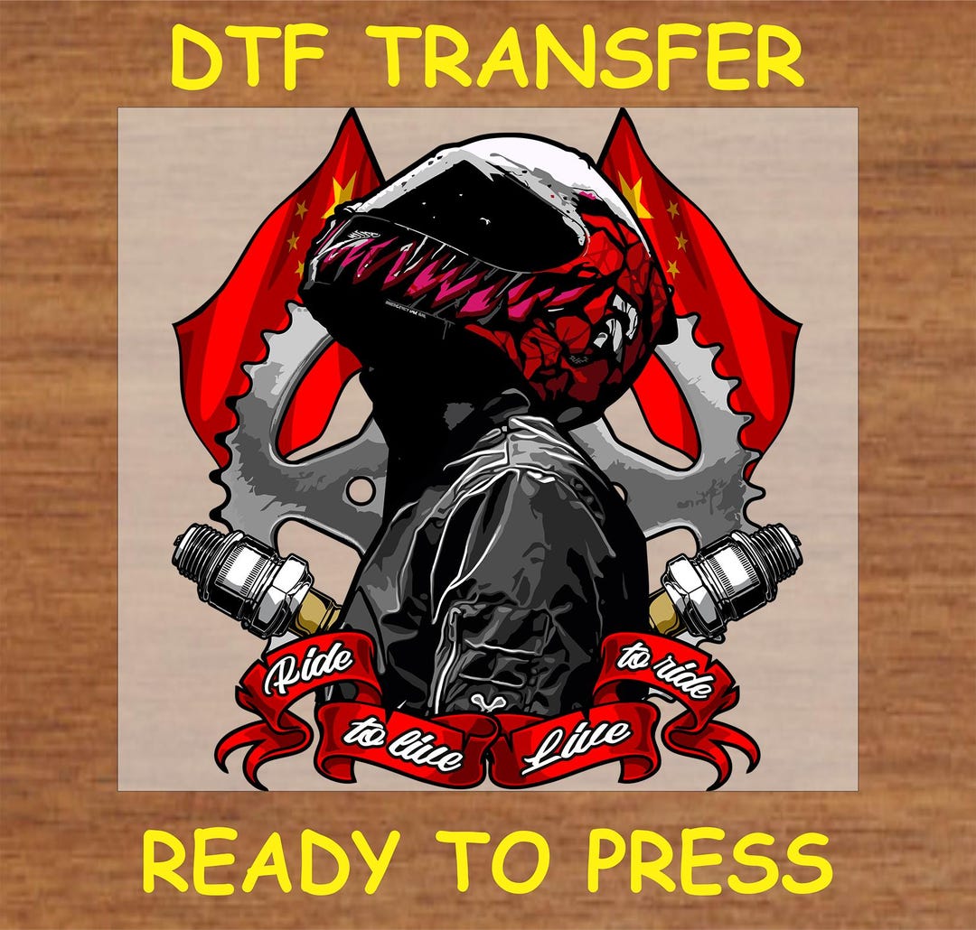 Motorcycle DTF Transfer Iron on Heat Transfer - Ready to Press Hot Peel ...