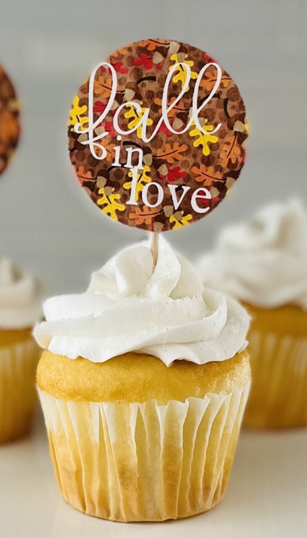 Fall in Love Cupcake Toppers, Autumn Wedding Decor - Etsy