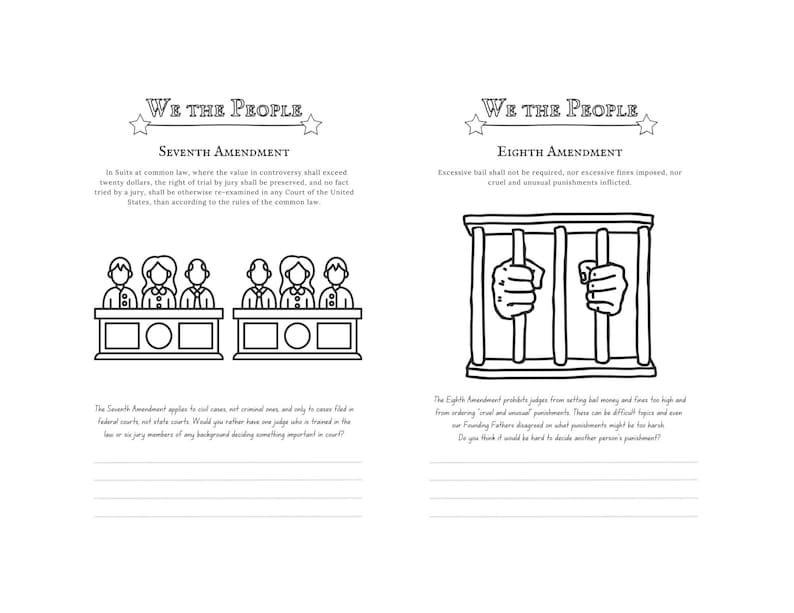 Bill of Rights PDF First 10 Amendments Learning, Coloring, Thinking ...