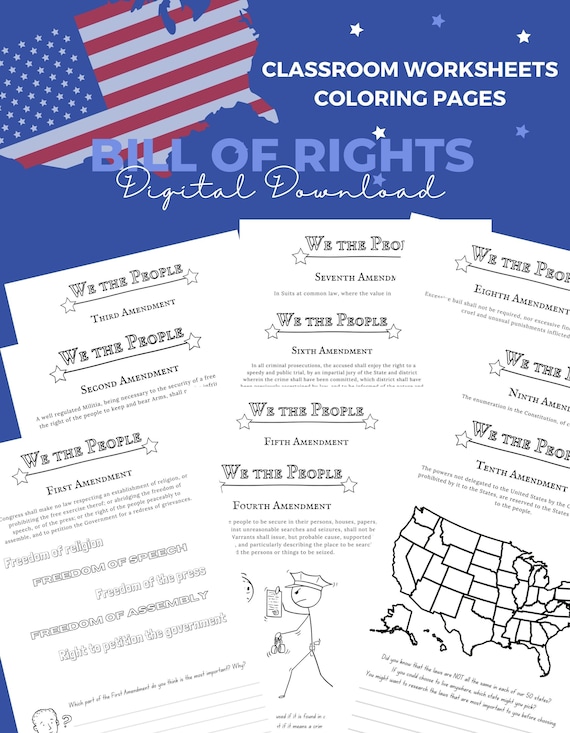 Bill of Rights PDF First 10 Amendments Learning Coloring - Etsy