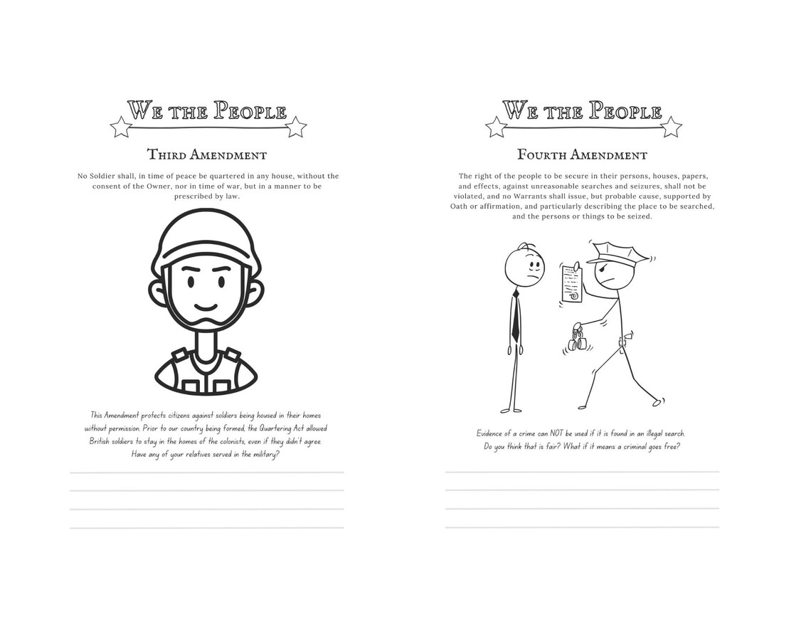 Bill of Rights PDF First 10 Amendments Learning, Coloring, Thinking ...