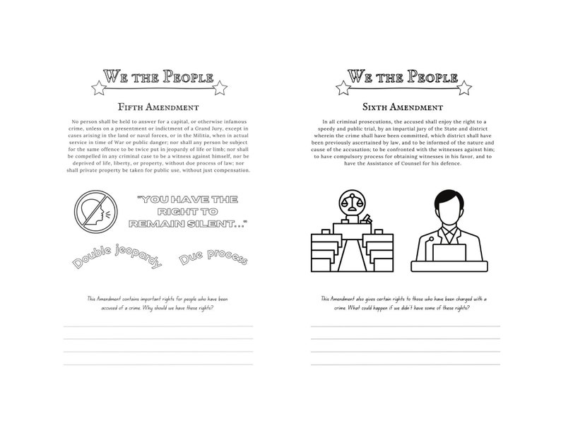 Bill of Rights PDF First 10 Amendments Learning, Coloring, Thinking ...