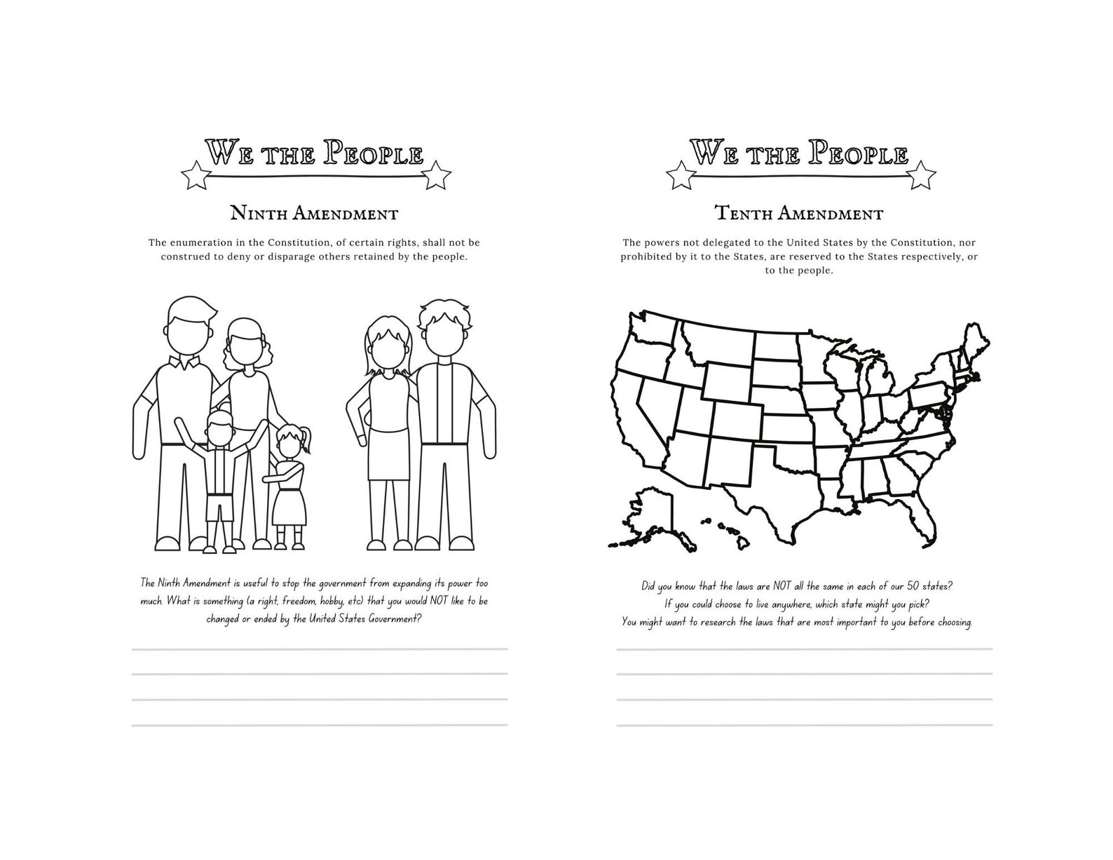 Bill of Rights PDF First 10 Amendments Learning, Coloring, Thinking ...