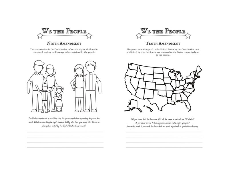Bill of Rights Classroom Coloring Pages – US Constitution Worksheets ...