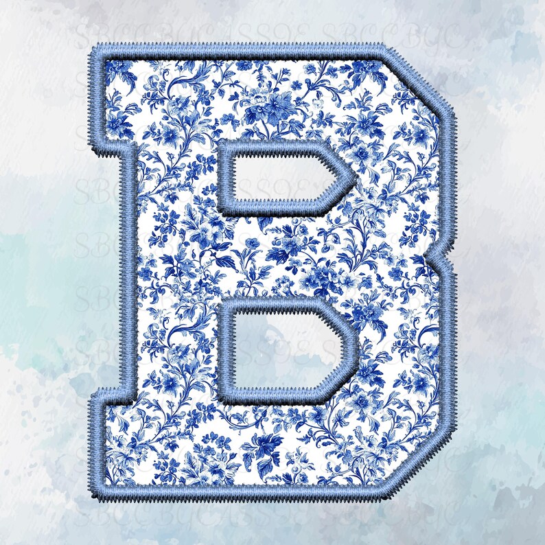 Blue Floral Chinoiserie Toile Alphabet Bundle - Digital Files - Instant ...