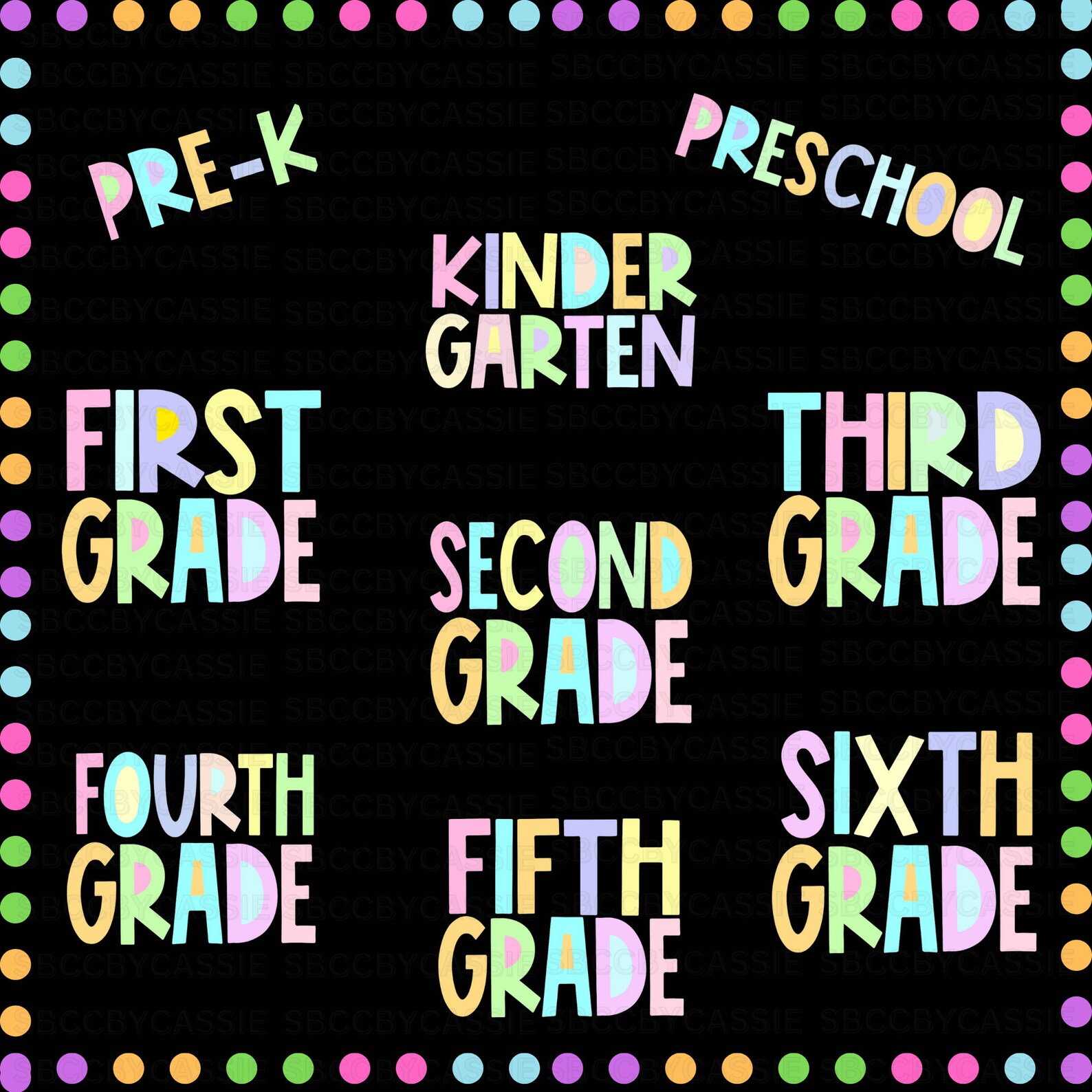 Pastel Block Letter School Grades Bundle: Canva Template (digital File ...