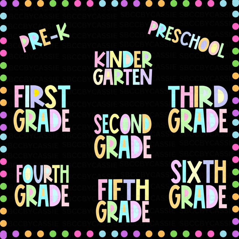 Pastel Block Letter School Grades Bundle: Canva Template (digital File ...